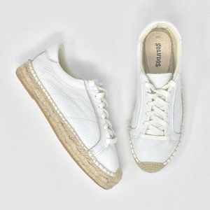 Soludos | Shoes | Soludos White Leather Espadrille Platform Sneakers ...